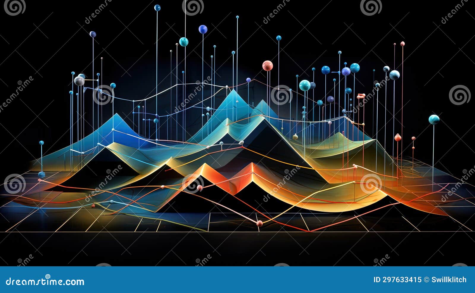 Abstract Business Graph in Mountain Style. Data Connection Concept ...
