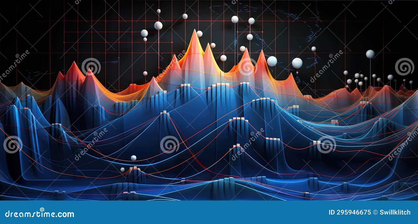 Abstract Business Graph in Mountain Style. Data Connection Concept ...