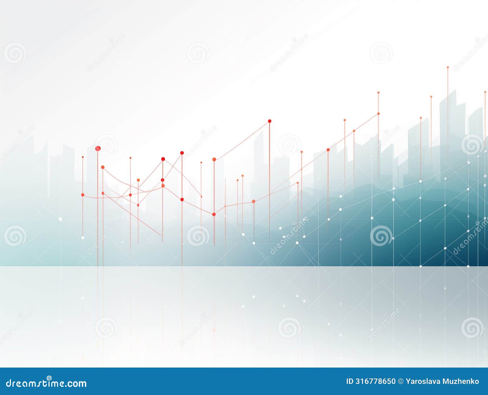 Abstract Business Growth Chart with Skyline Silhouette Stock ...
