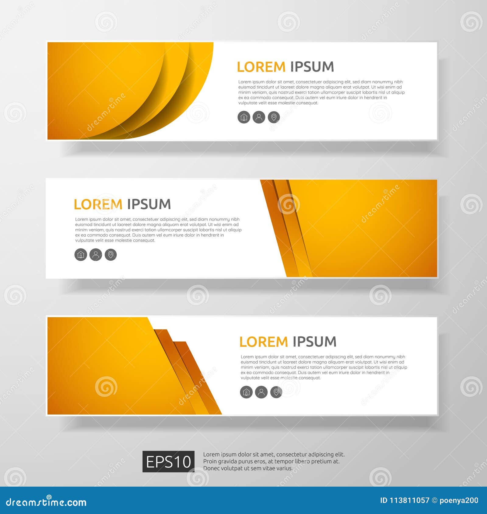 Abstract Business Header or Banner Template Set with Geometric Shapes ...
