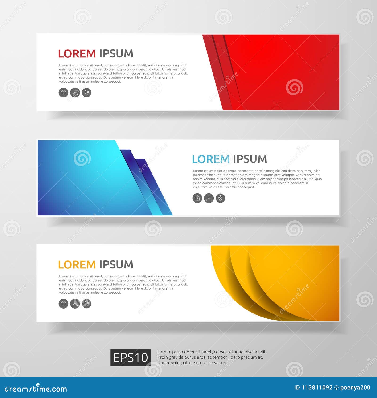 Abstract Business Header or Banner Template Set with Geometric Shapes ...