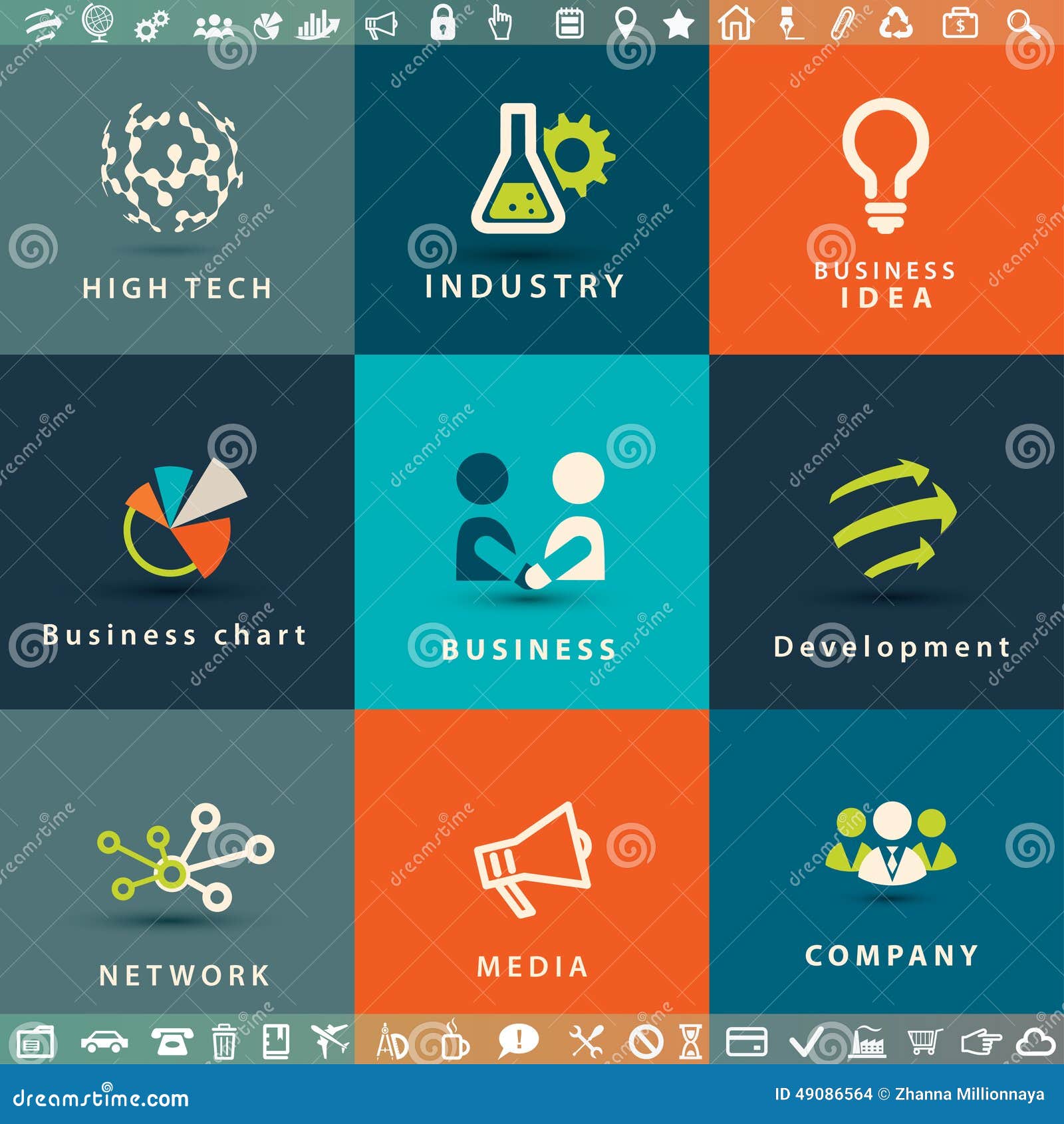Abstract Business and Technology Vector Icons Stock Vector ...