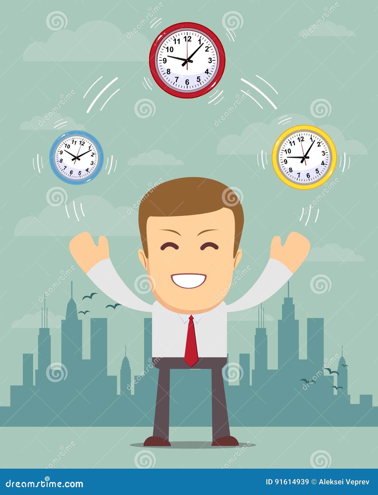 Abstract Businessman Holding Time. Stock Vector - Illustration of ...