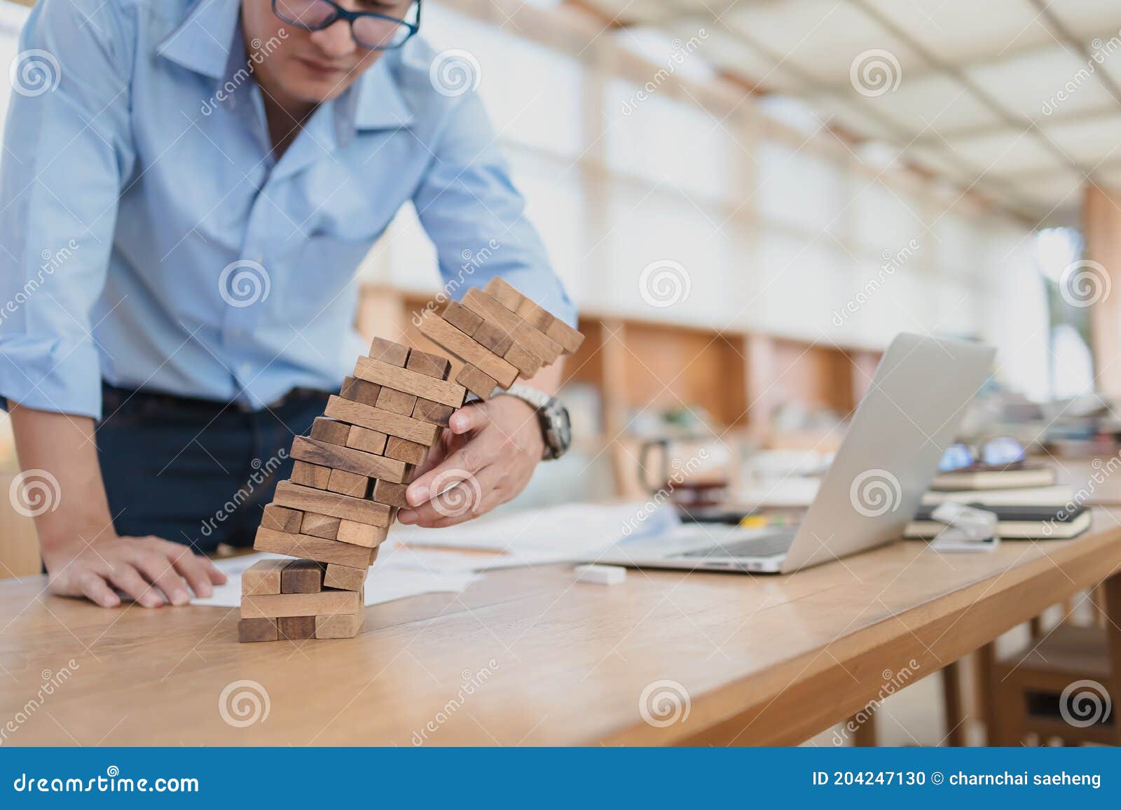 Abstract Businessmen Fail Danger Tower Block Game Building Construction ...