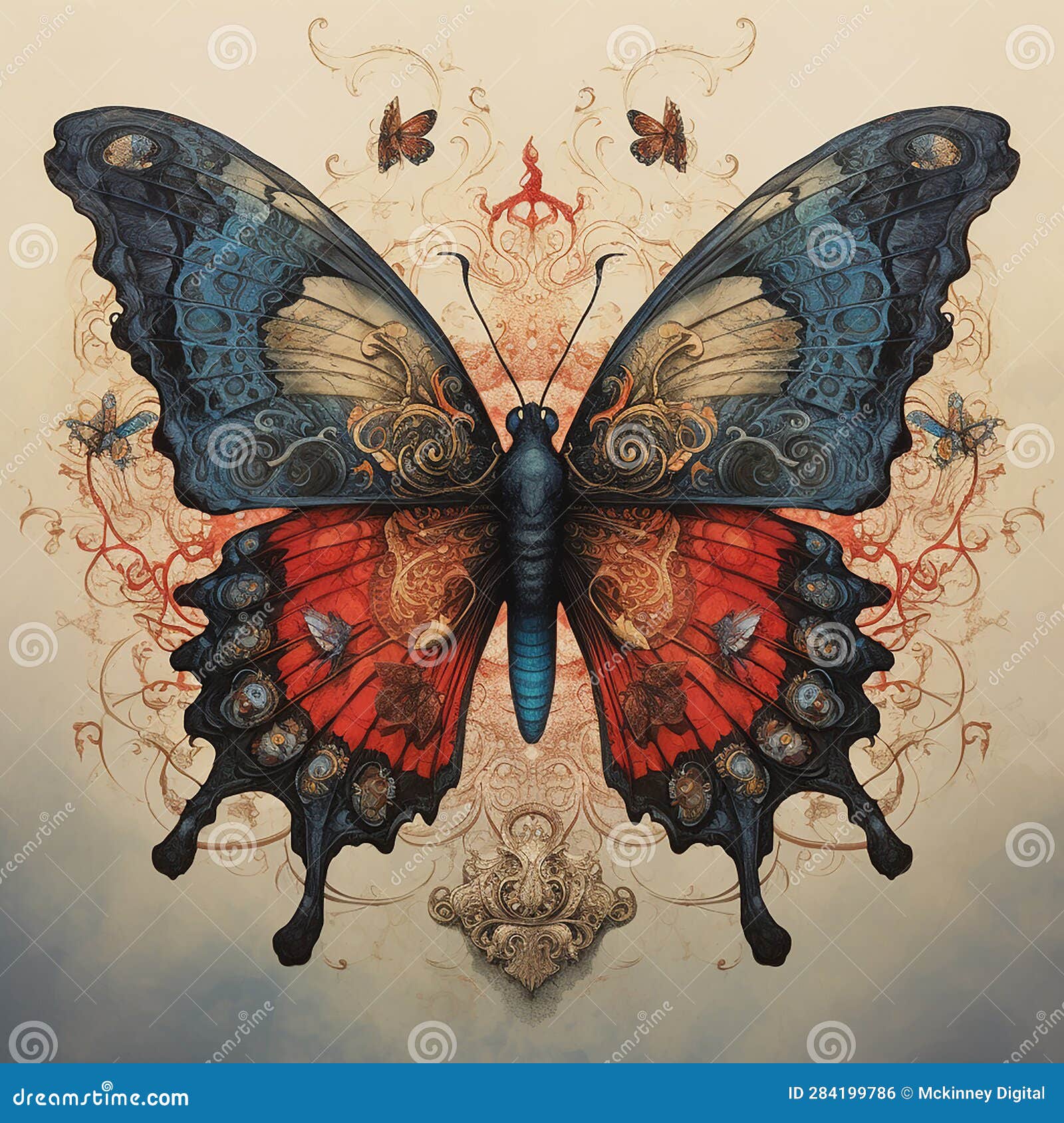 Abstract Butterfly Artwork with Splashes of Color and Desig Stock Photo ...