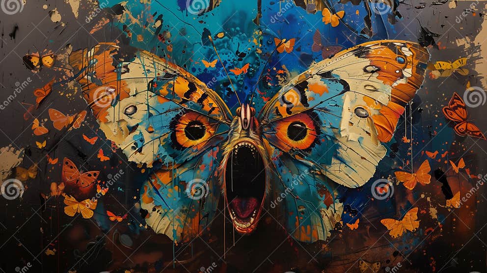 Abstract Butterfly Artwork with Surreal Elements Stock Illustration ...