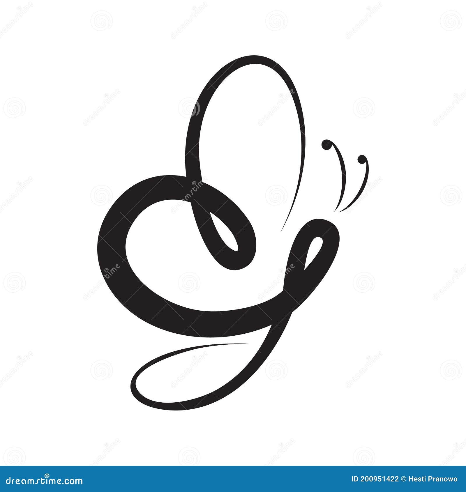 Butterfly Calligraphy With Line Drawings Butterfly- Vector Illustration ...