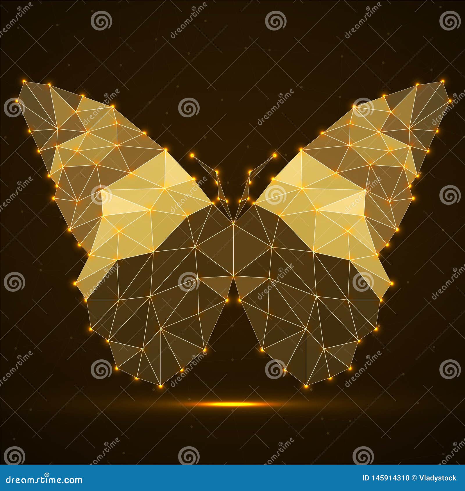 Abstract Butterfly of Colorful Triangles, Glowing Polygonal Geometric ...