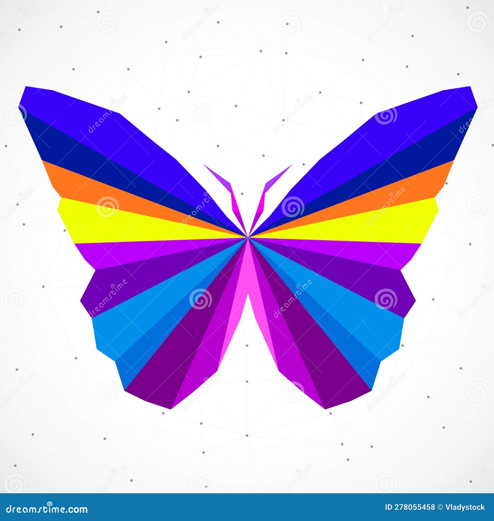 Abstract Butterfly of Colorful Triangles, Polygonal Geometric Structure ...