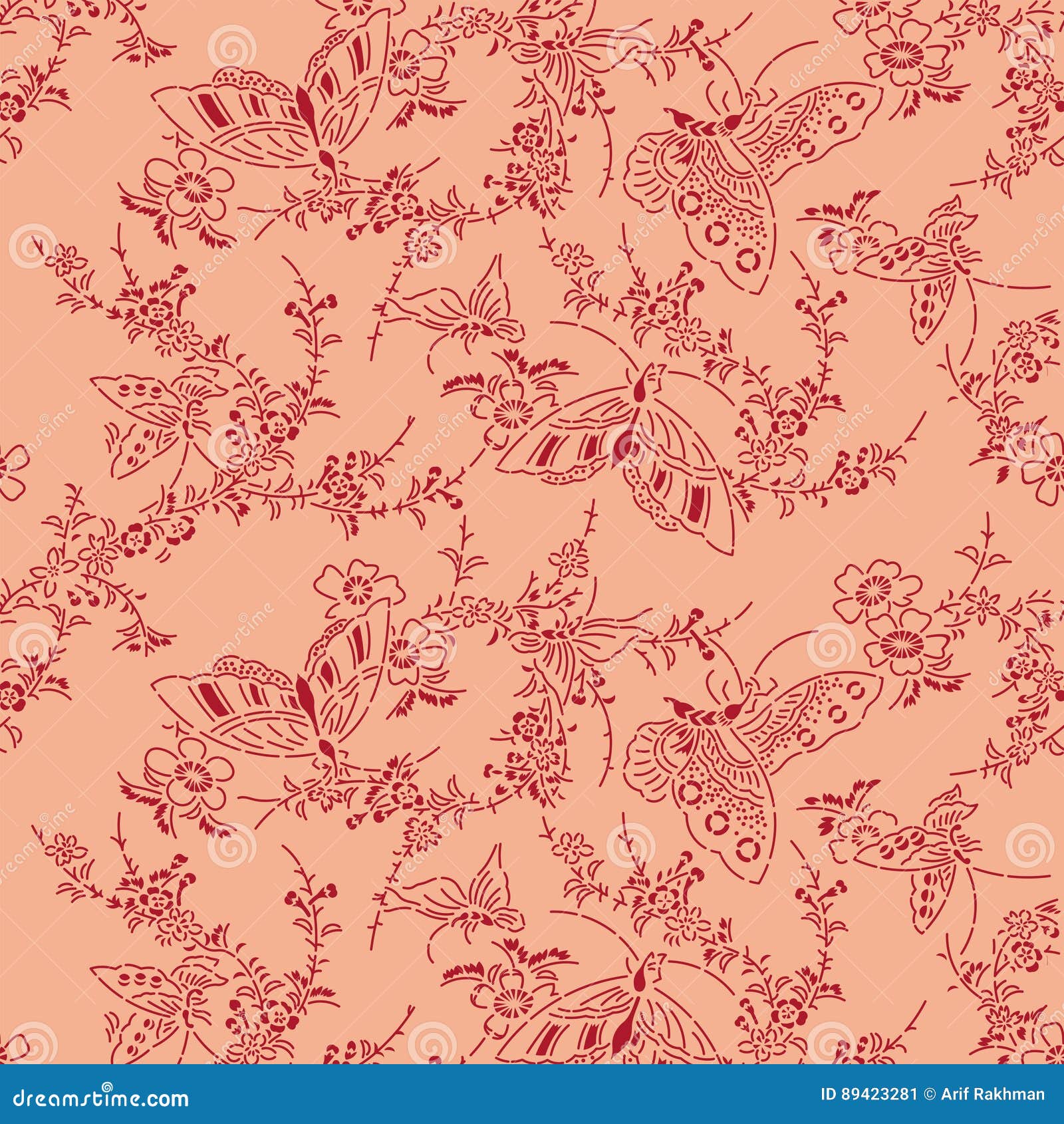 Abstract Butterfly Decorative Seamless Batik Pattern Stock Vector ...