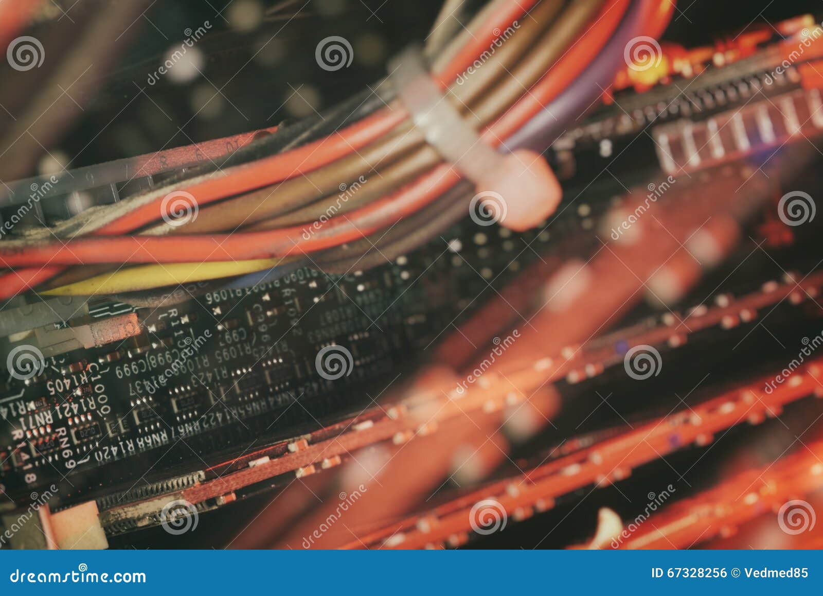 Inside Computer Motherboard With Wires, Royalty-Free Stock Photo ...