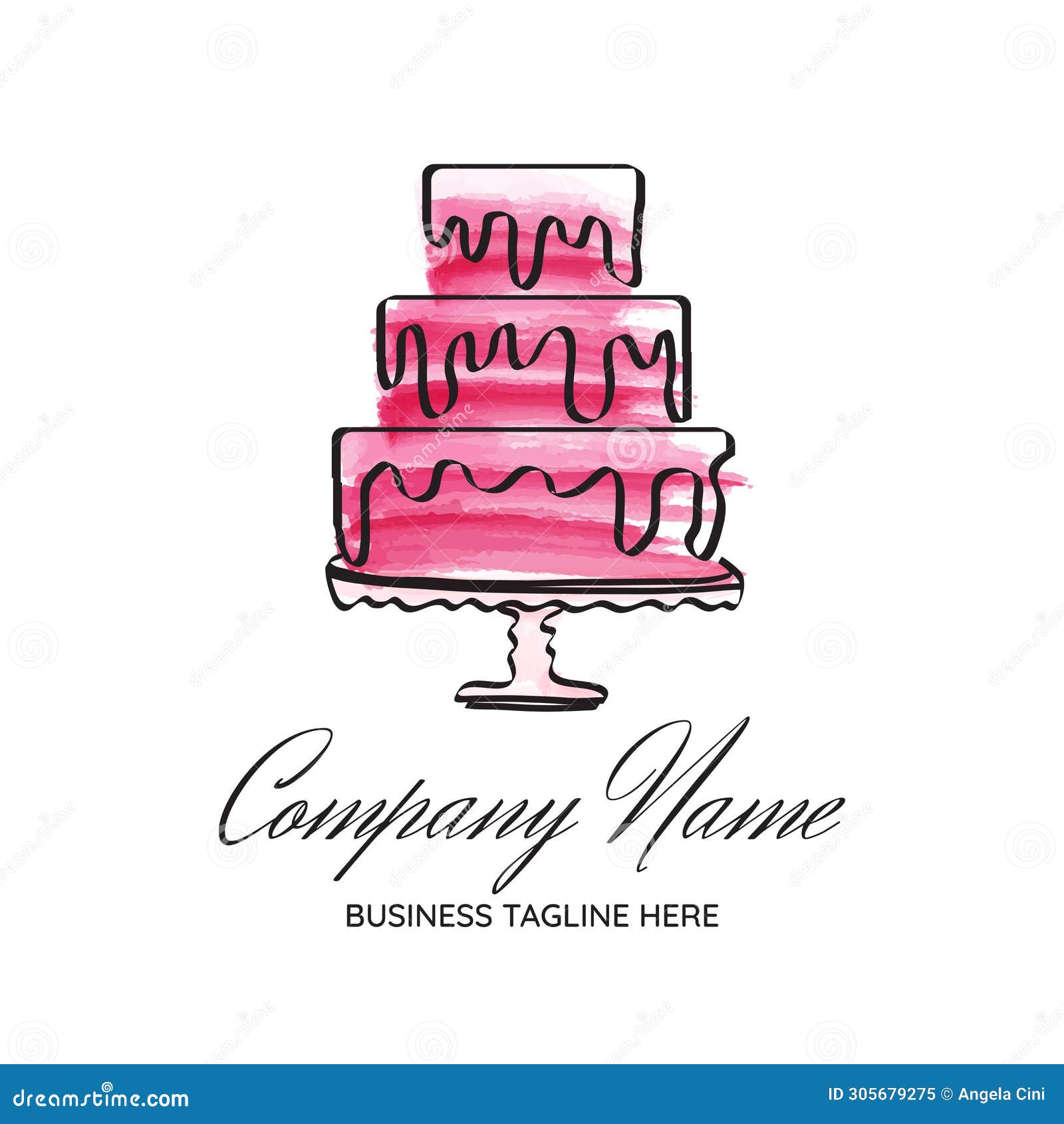 Abstract Cake Bakery Logo Design with Brush Strokes and Doodle Sketch ...