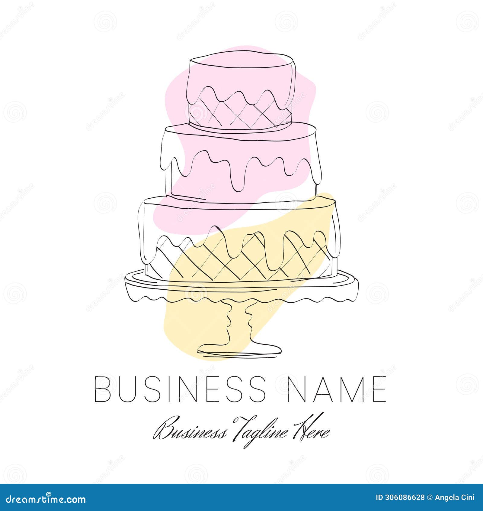 Abstract Cake Bakery Logo Design With Brush Strokes And Doodle Sketch ...