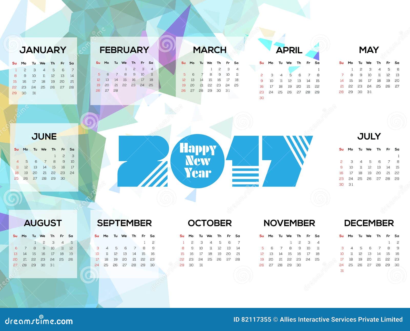 Abstract Calendar of 2017. stock illustration. Illustration of ...