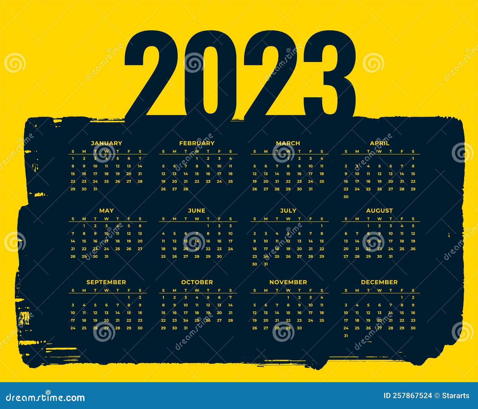 Abstract 2023 Calendar Layout Printable Page Design Template Vector ...