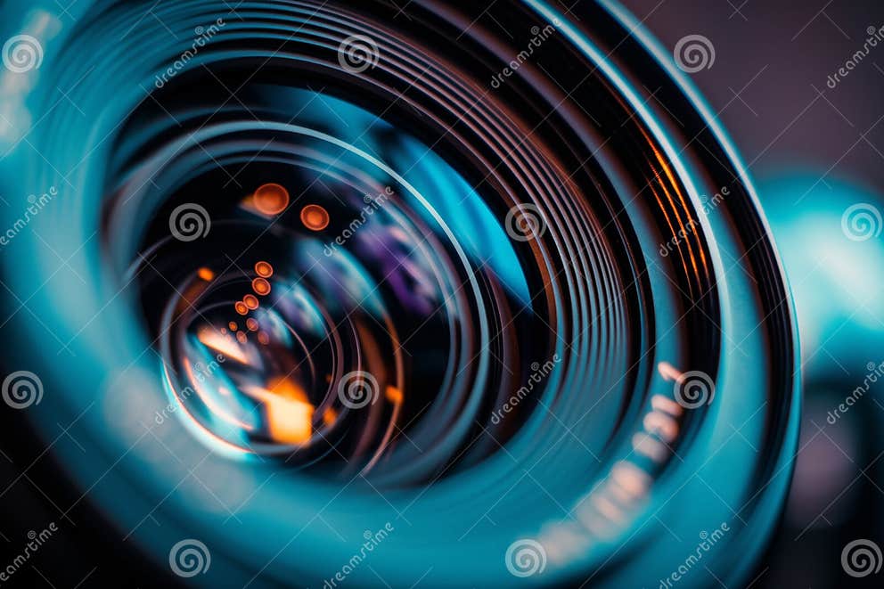 Abstract Camera Lens Close-up Stock Image - Image of blue, modern ...