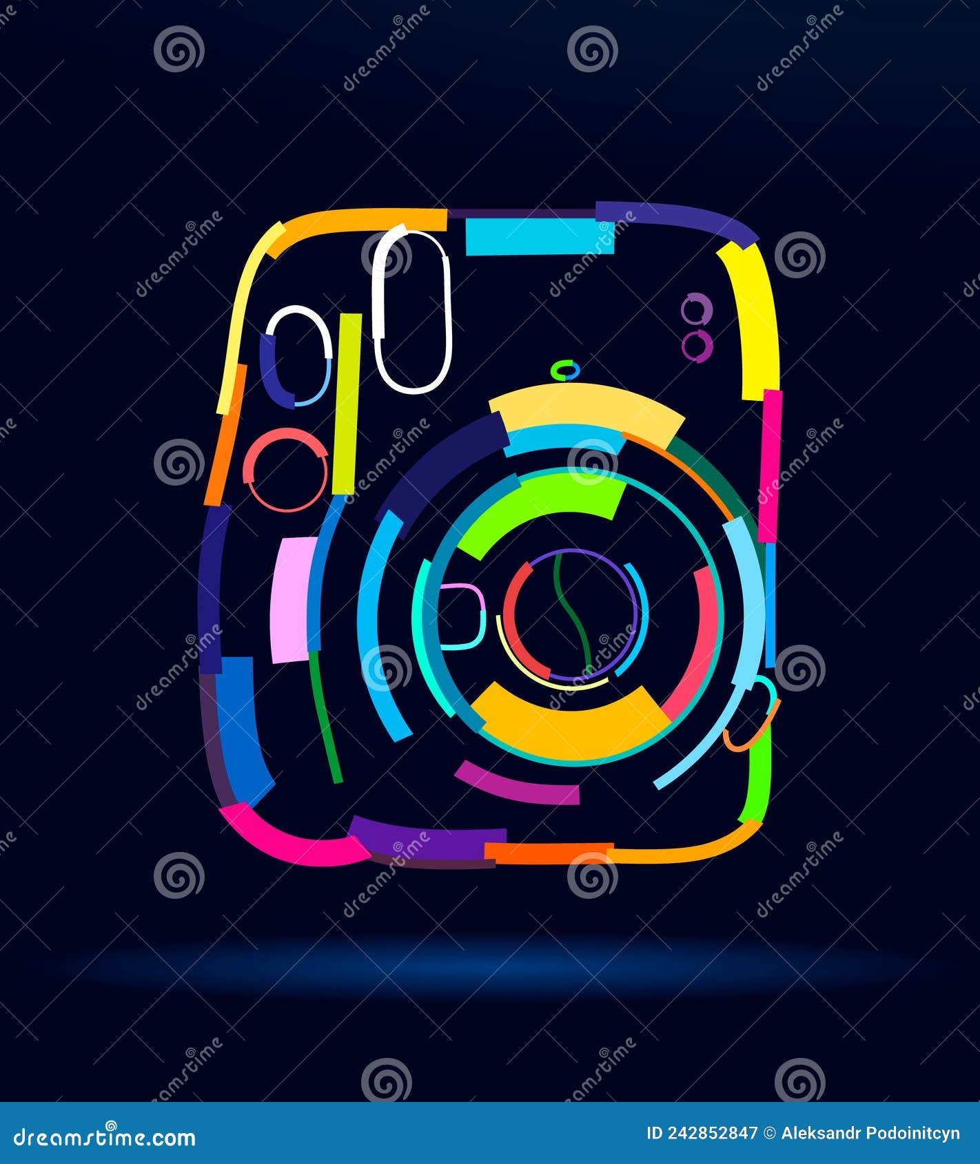 Abstract Camera from Multicolored Paints. Colored Drawing Stock Vector ...