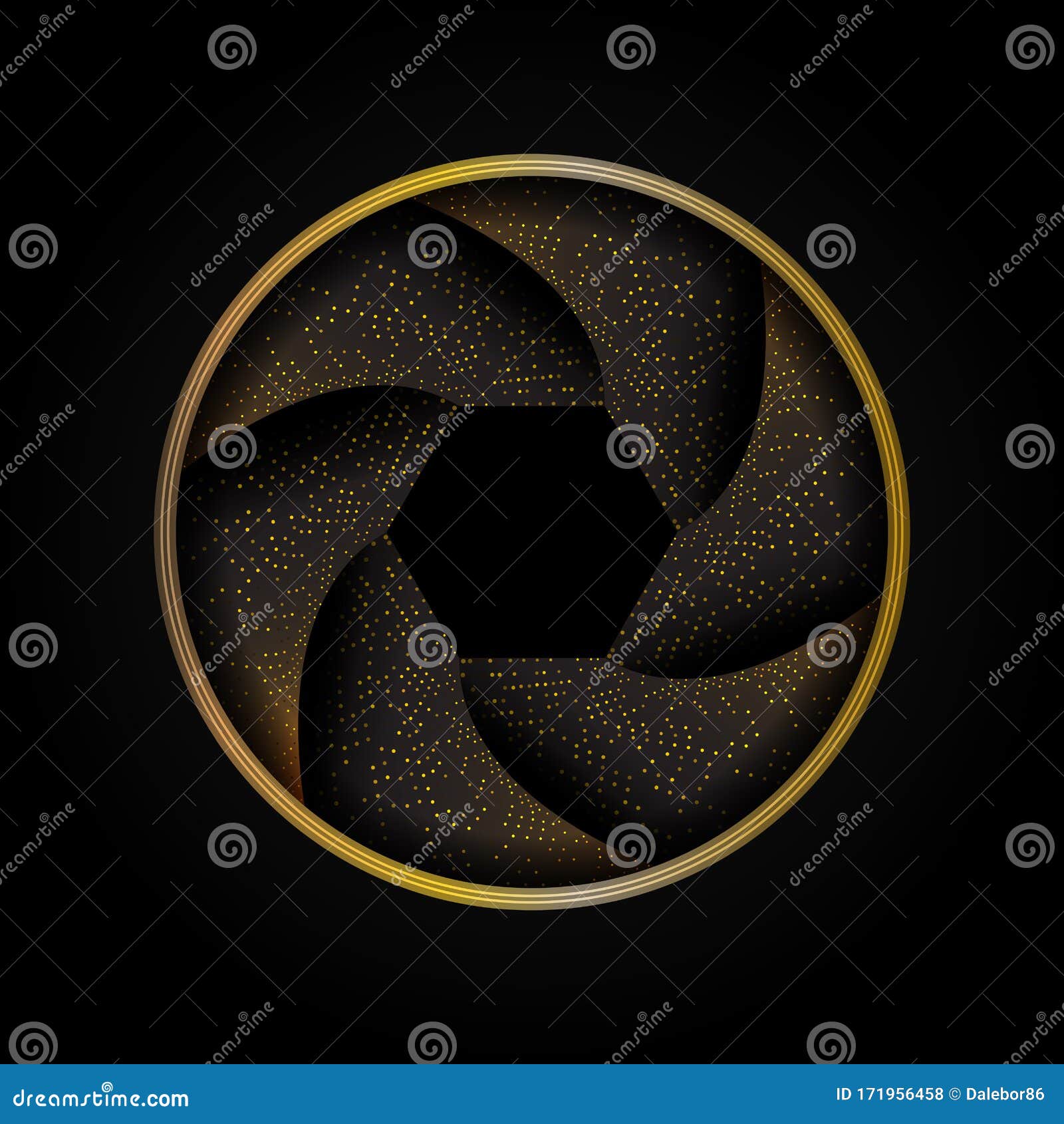 Abstract Camera Shutter with Golden Glitter Stock Vector - Illustration ...