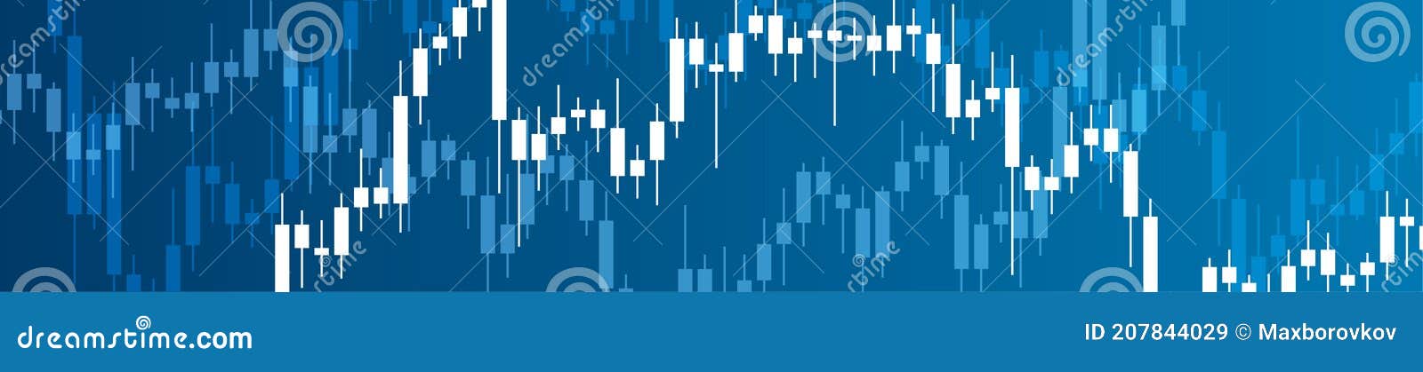 Abstract Candlestick Chart On Dark Blue Digital Screen. Stock Market ...
