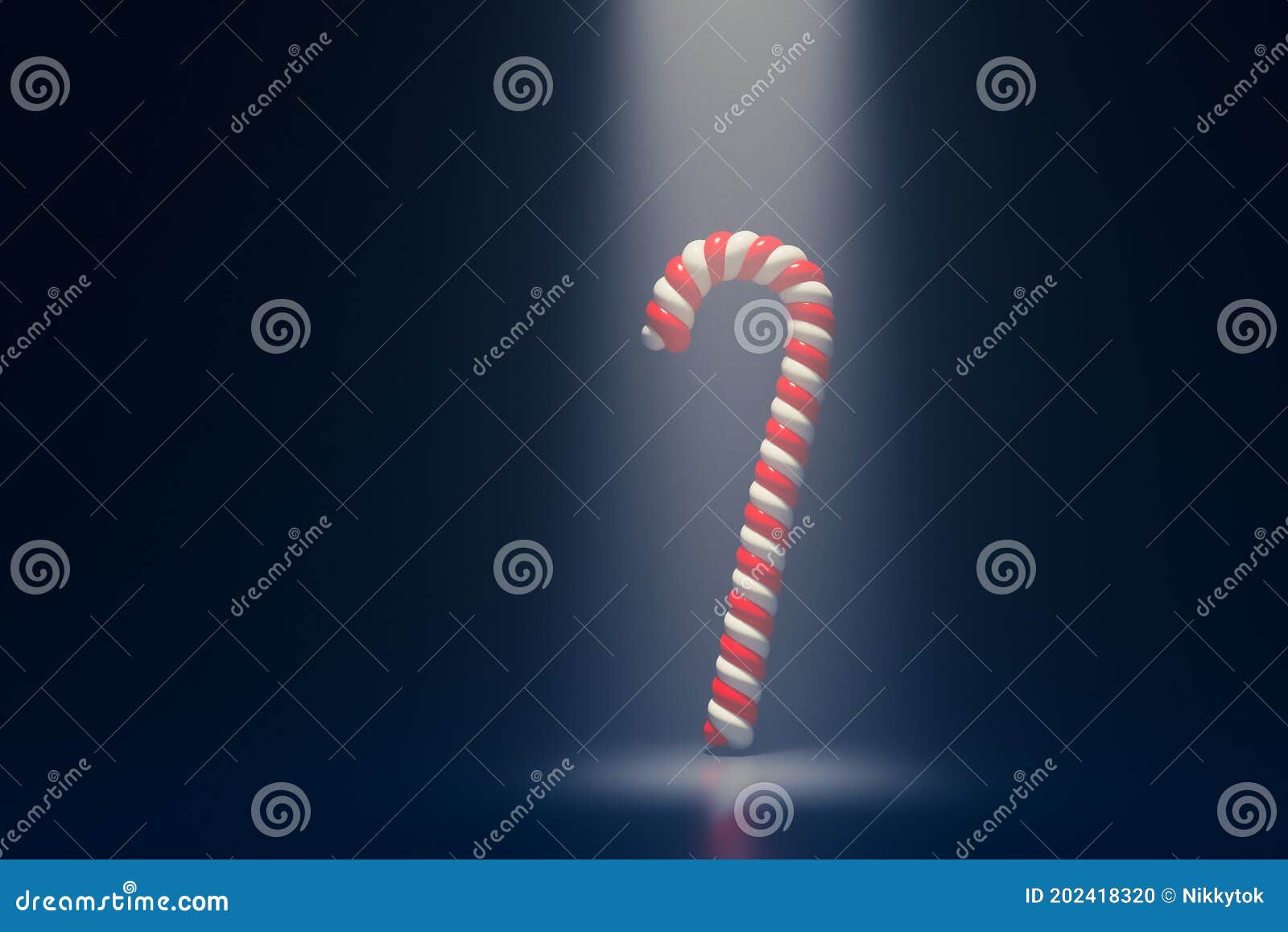Abstract Candy Cane on Stage, Floodlight Illumination, 3d Render Stock ...