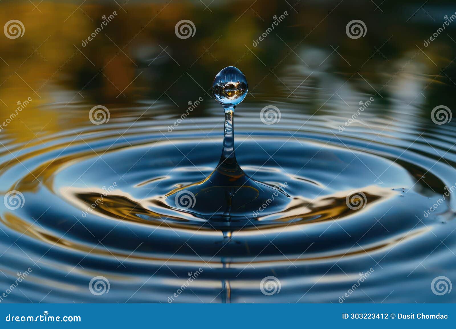 Abstract Captivating Water Droplet Ripple Effect. Generative AI Stock ...