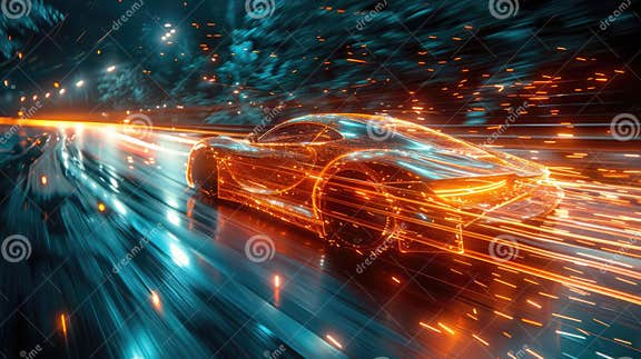 Abstract Car Crash with Motion Blur and Light Effects Stock Image ...