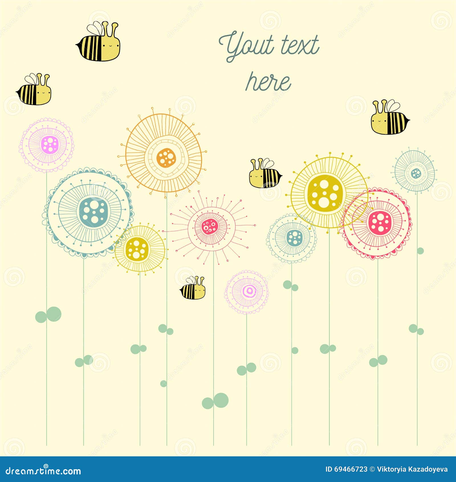 Abstract Card Design with Flowers Stock Vector - Illustration of ...