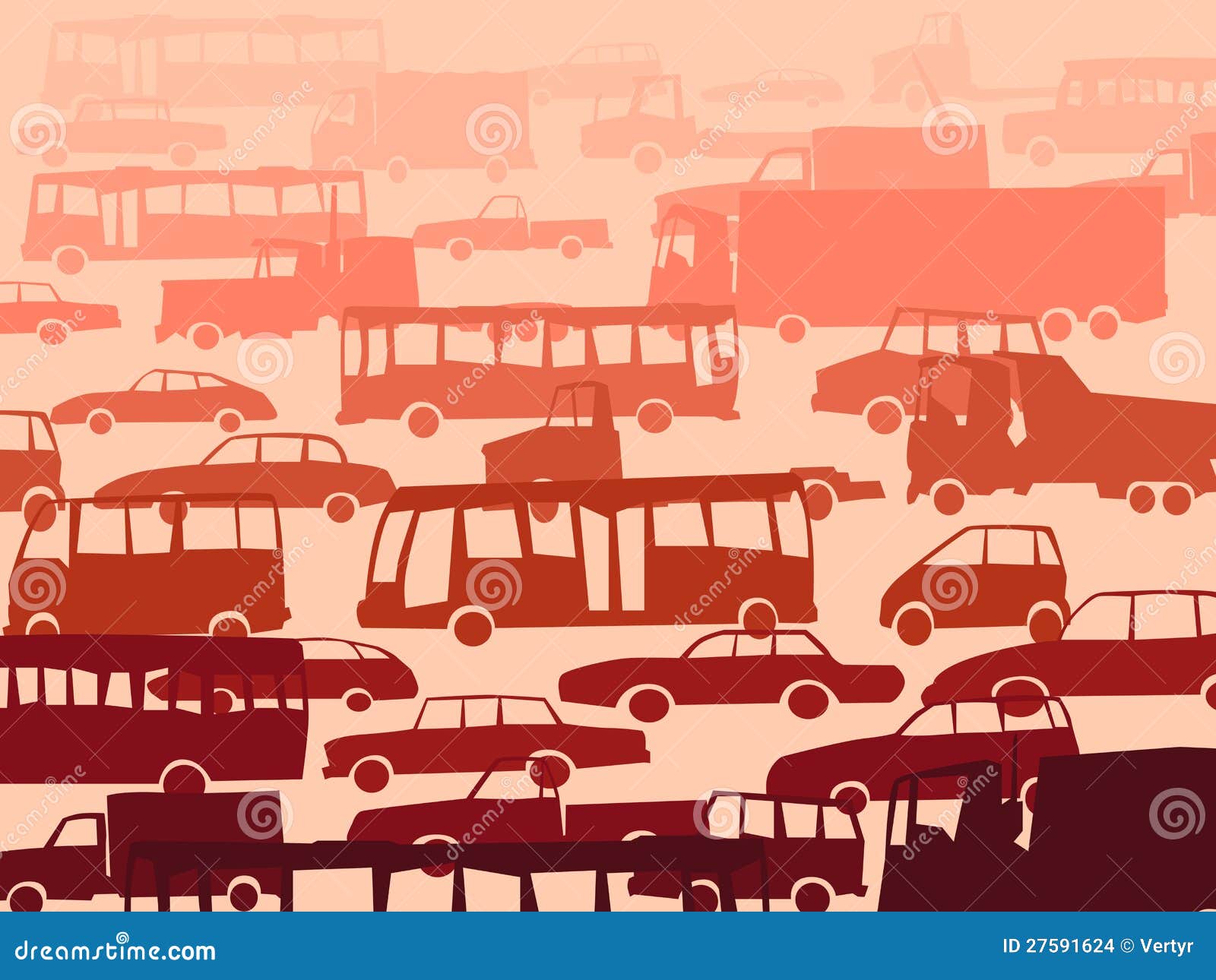 Abstract Cartoon Background with Many Cars. Stock Vector - Illustration ...