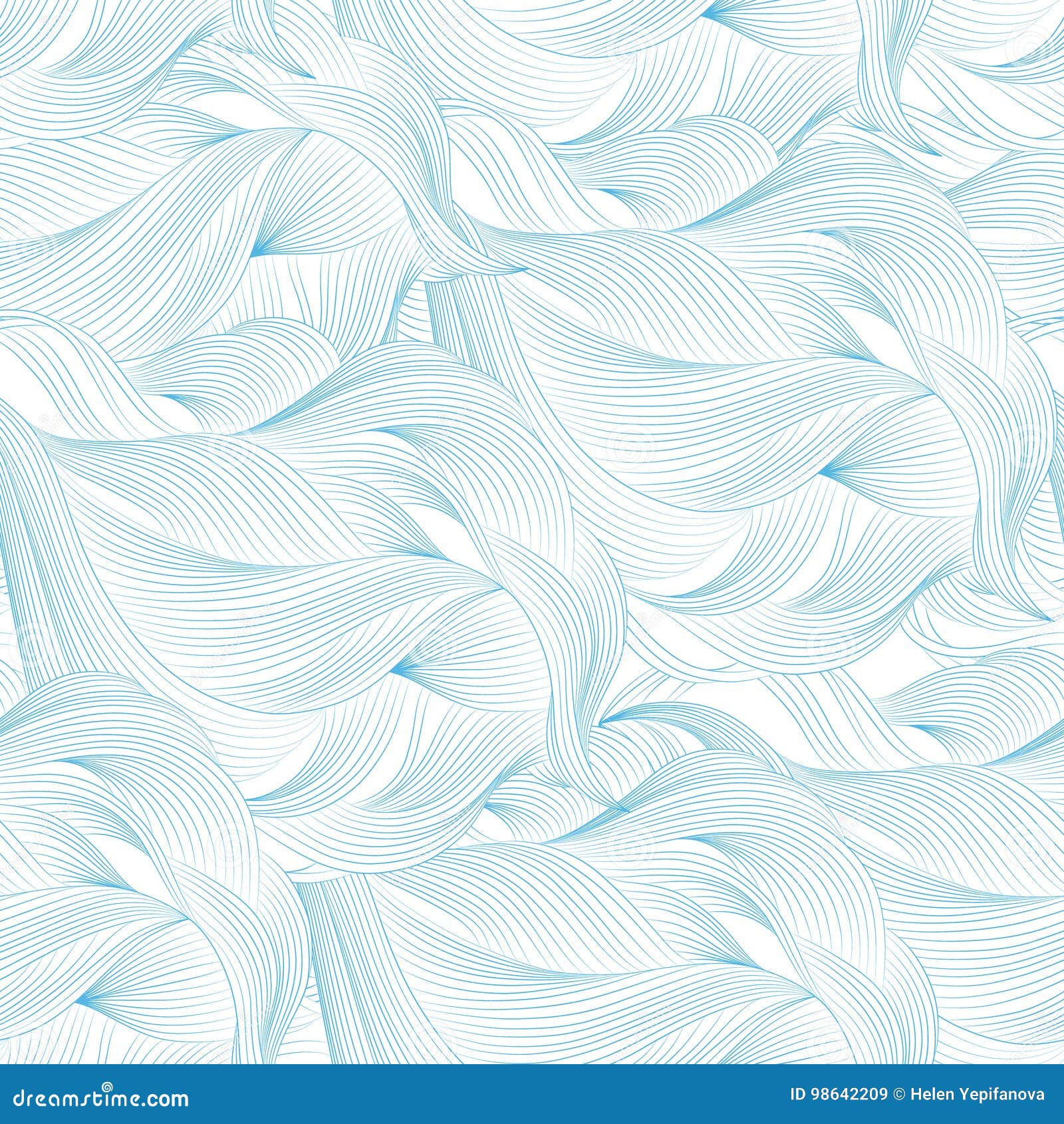Abstract Cartoon Blue White Background, Wallpaper. Doodle Pattern Sea ...