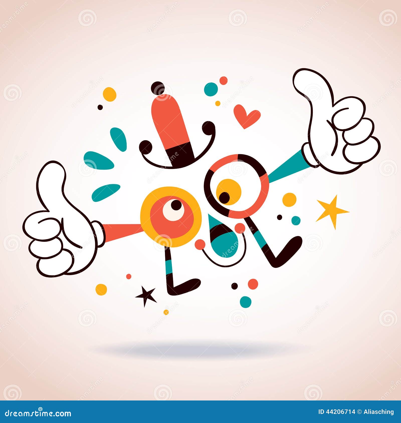 Abstract Cartoon Character Mascot Thumbs Up Stock Vector - Illustration ...