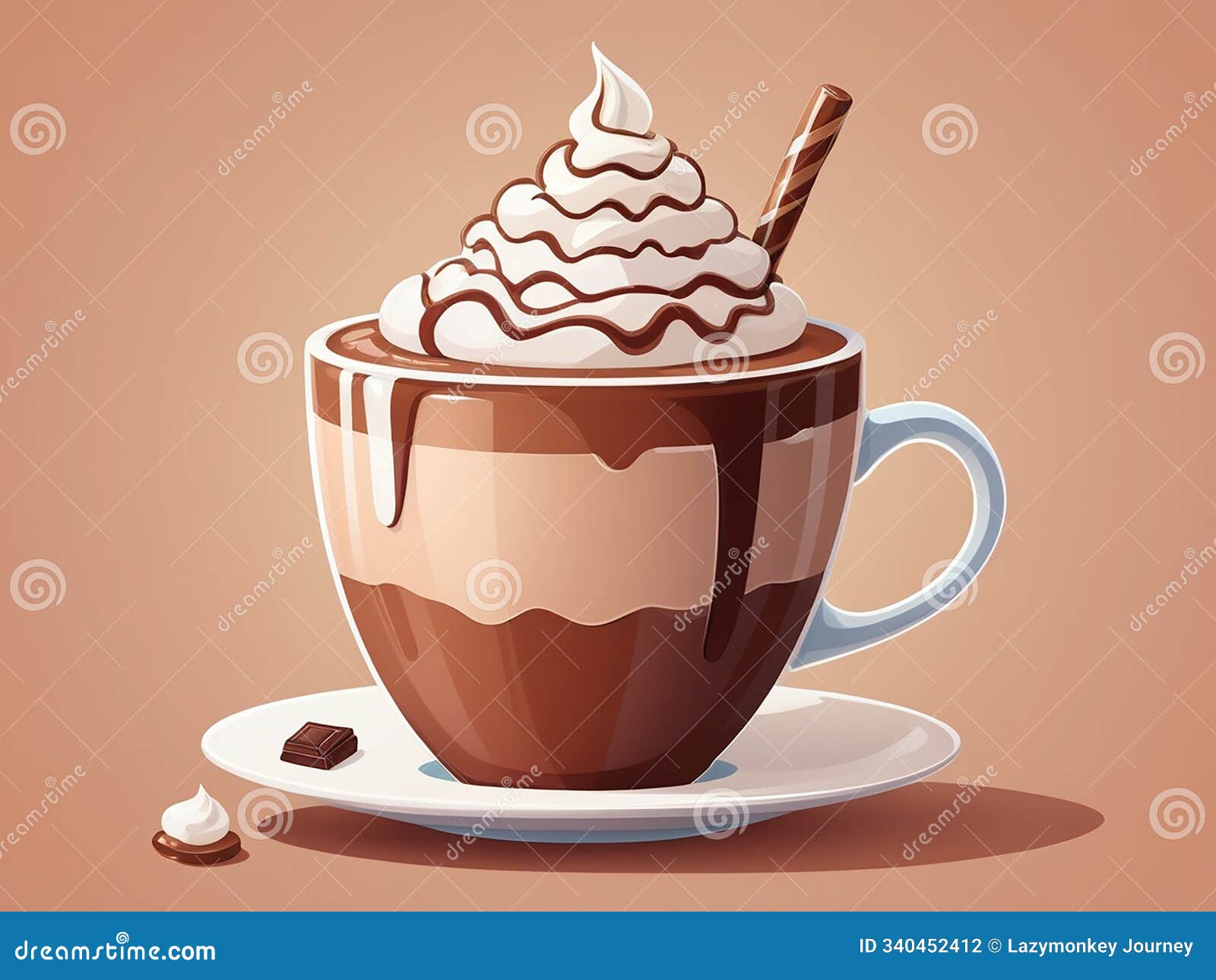 Abstract a Cartoon Hot Chocolate in Modern Style Background ...