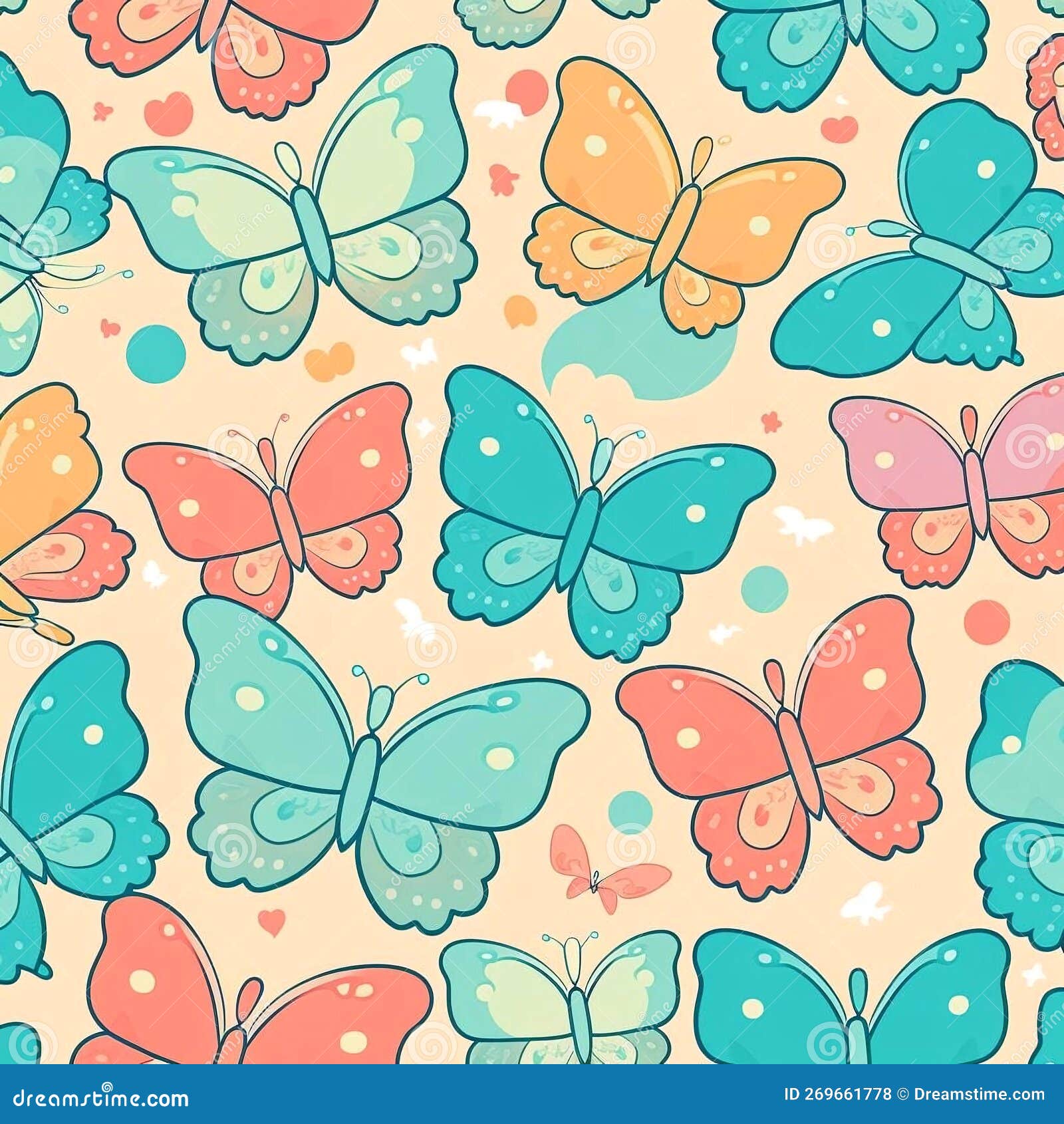 An Abstract Cartoon Pattern of Cute Butterflys Stock Illustration ...