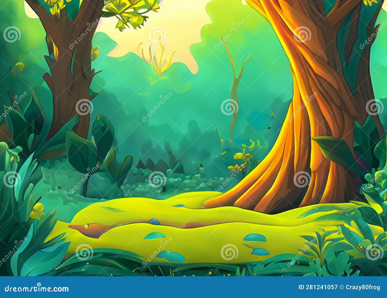 Abstract Cartoon Style of a Magical Forest Created with Generative Ai ...