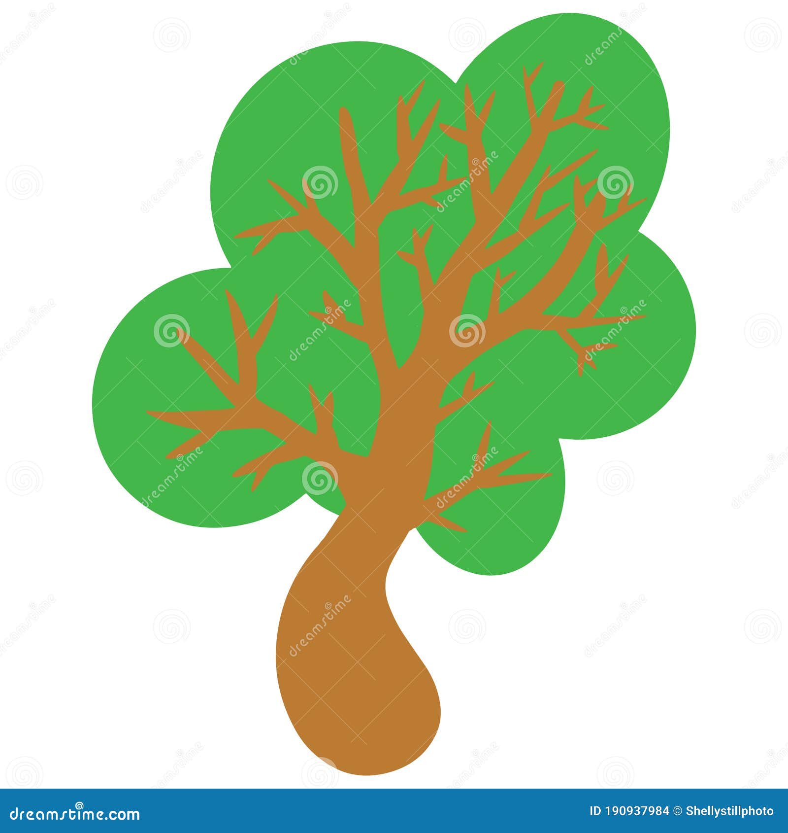 Abstract Cartoon Tree for Forest Illustration Stock Illustration ...
