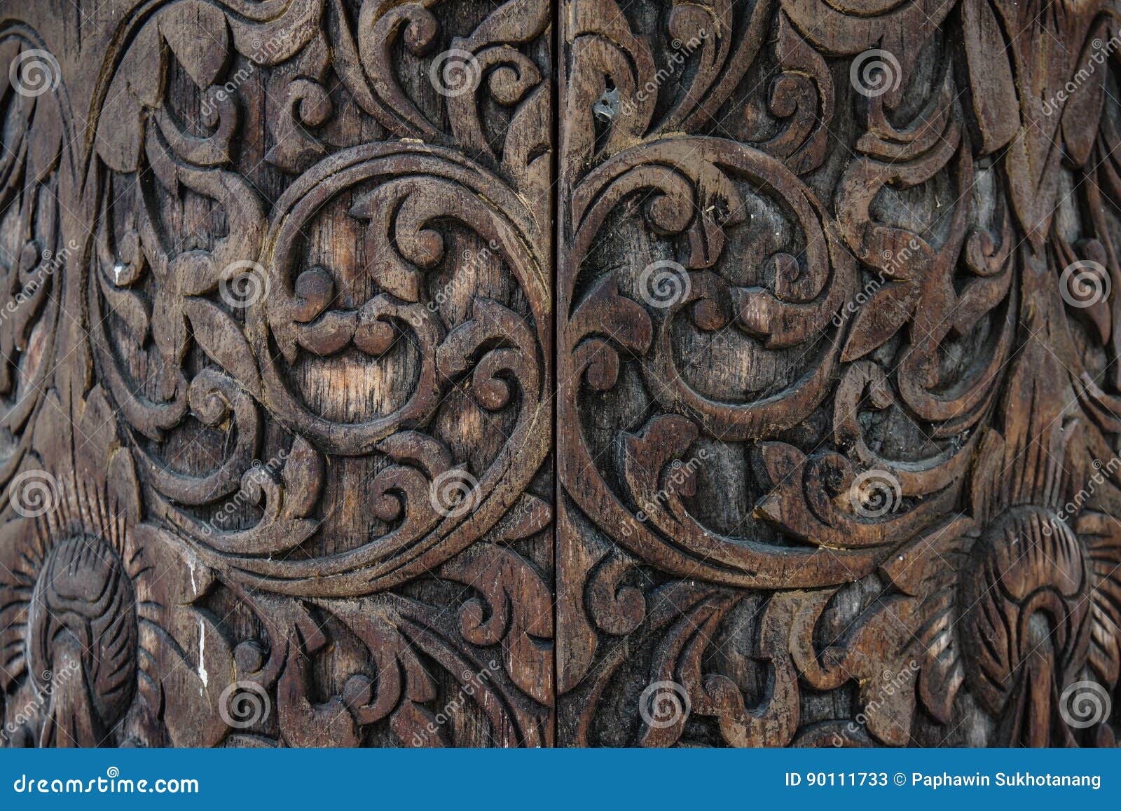An Abstract Carved Dark Brown Wood Background. Stock Image - Image of ...