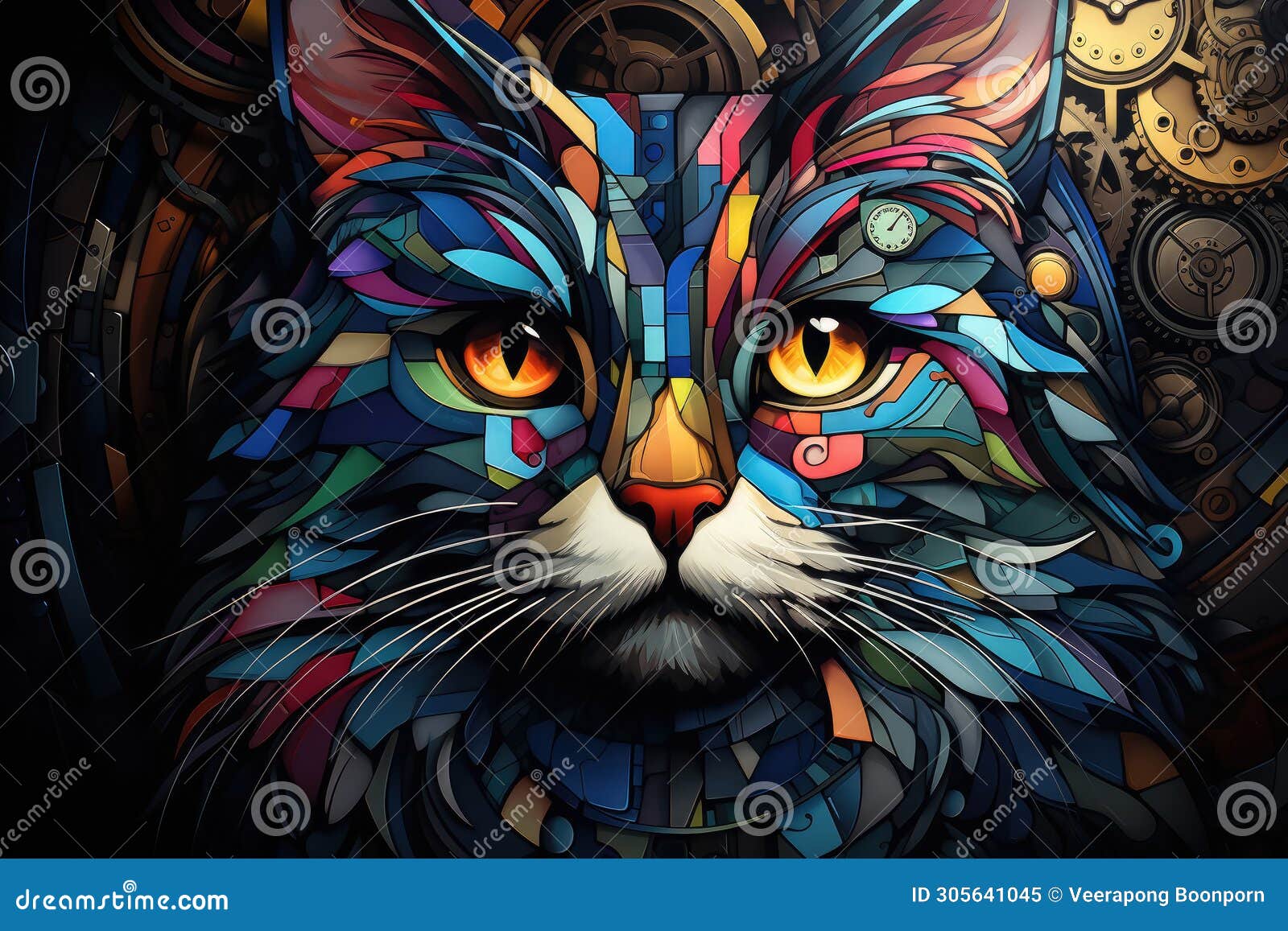Abstract Cat Patterns Texture and Layers , Cartoon Style. Stock ...