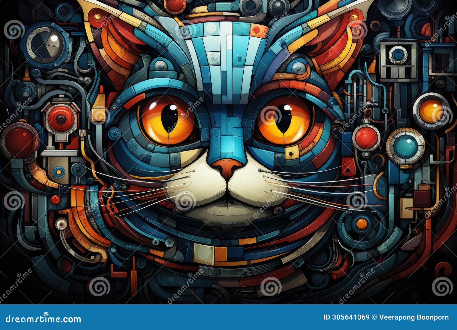 Abstract Cat Patterns Texture and Layers , Cartoon Style. Stock ...