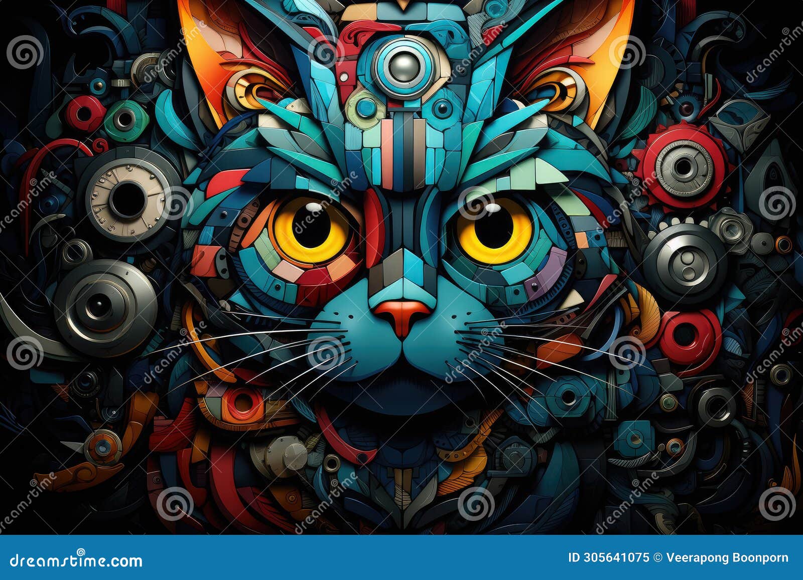 Abstract Cat Patterns Texture and Layers , Cartoon Style. Stock ...