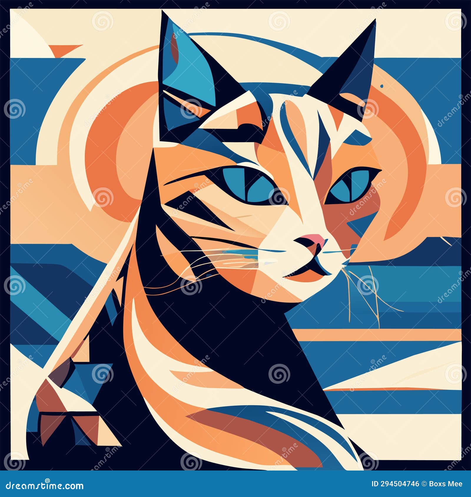 Abstract Cat Portrait Vector Illustration Can Be Used As A Background