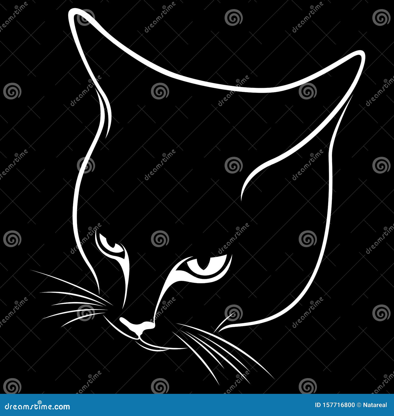 Abstract Cat`s Muzzle Black Stencil Stock Vector - Illustration of ...