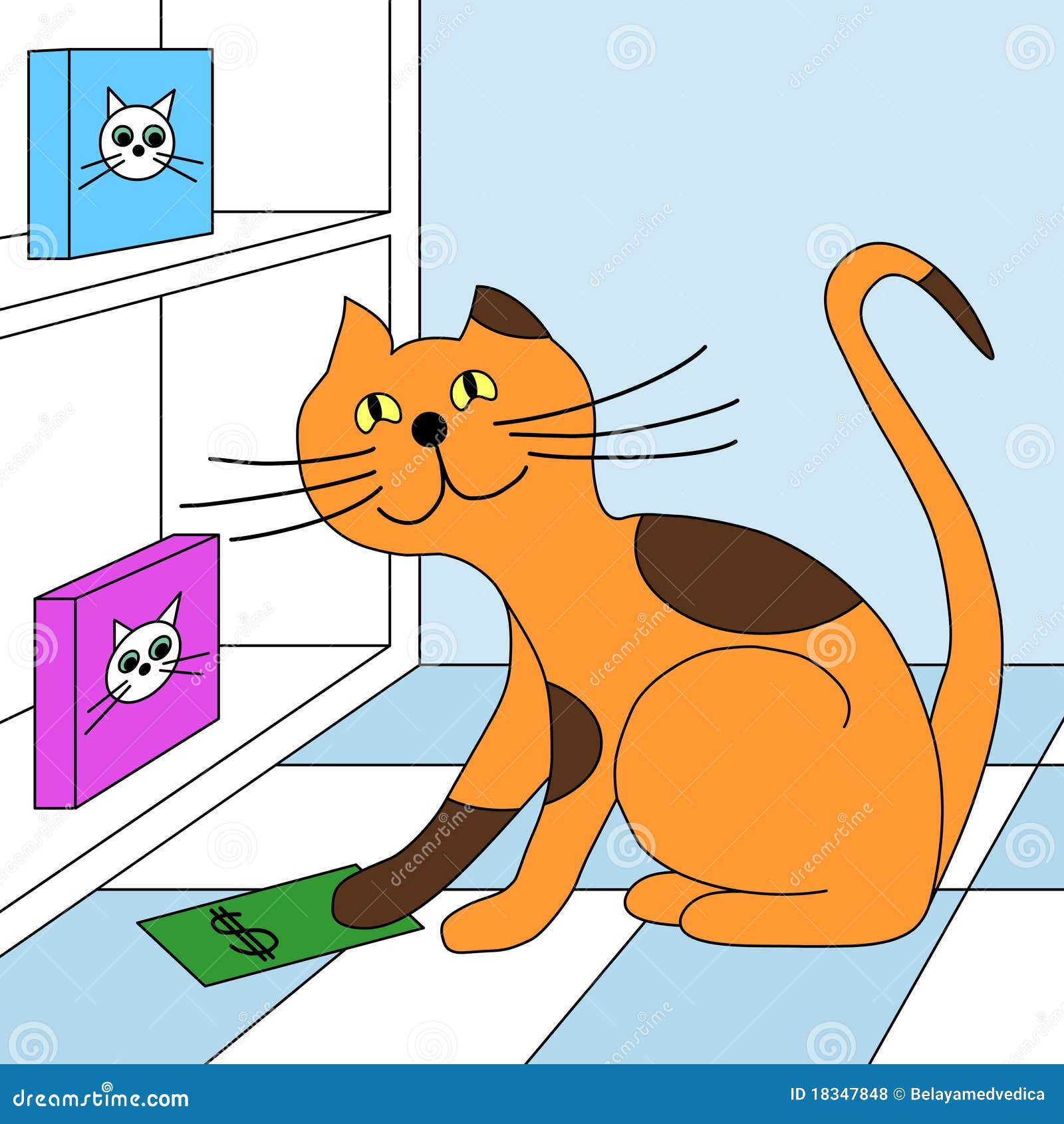 The abstract cat in shop stock illustration. Illustration of house ...