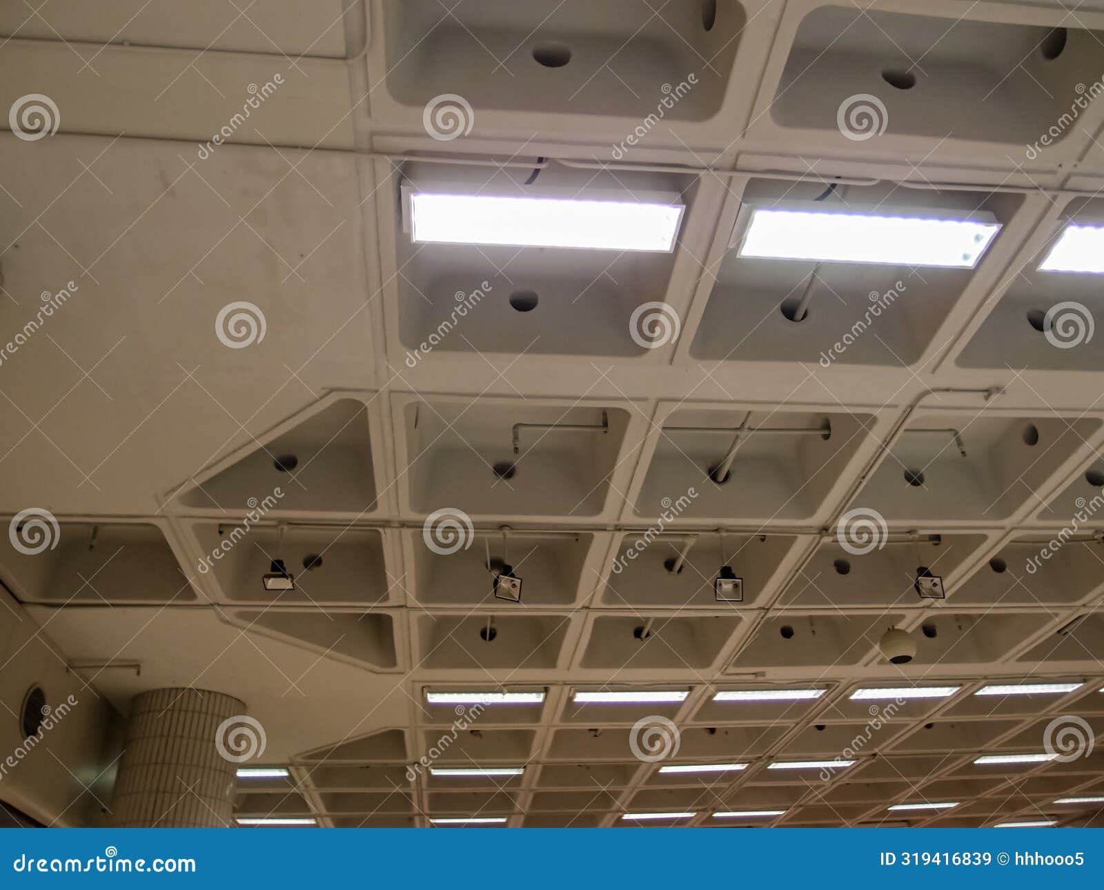 Abstract Ceiling in Office Building, Interior Design. Details of Modern ...