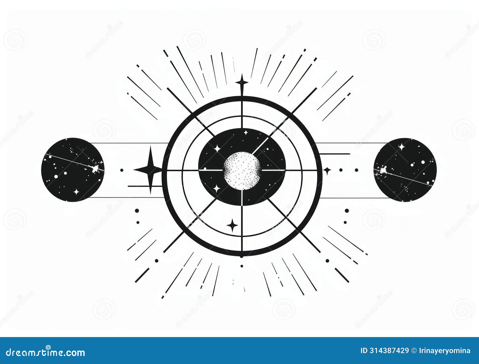 Abstract Celestial Bodies and Orbit Paths Stock Illustration ...