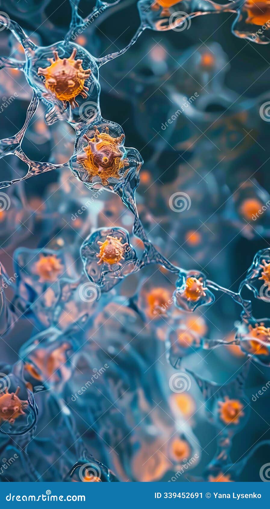 Abstract Cell and Tissue Structures Under a Microscope, Concept of ...