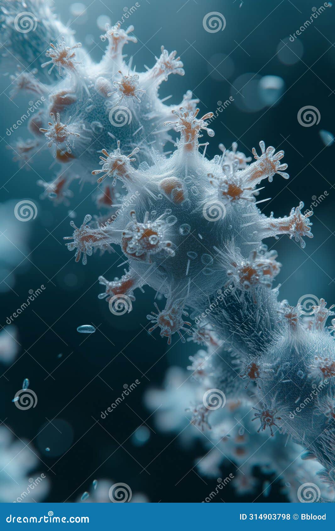 Abstract Cellular Organisms in Blue Fluidic Space Stock Photo - Image ...