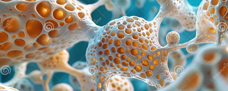Abstract Cellular Structure with Orange Highlights and Intricate ...