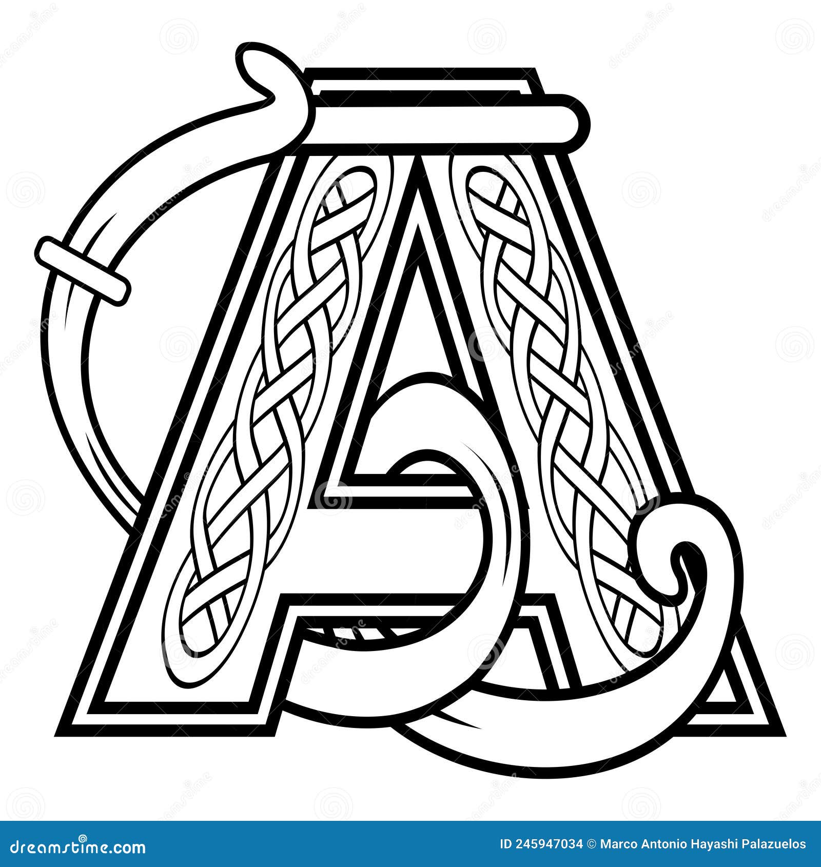 Abstract Celtic White Letter a Isolated Design Illustration Stock ...