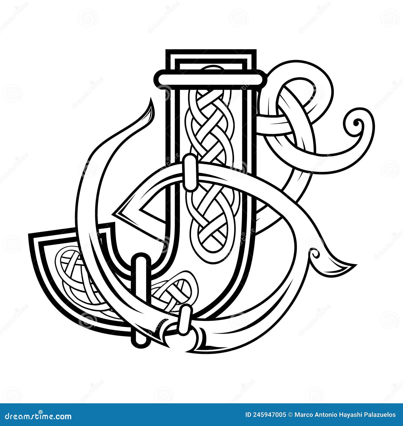 Abstract Celtic White Letter J Isolated Design Illustration Stock ...
