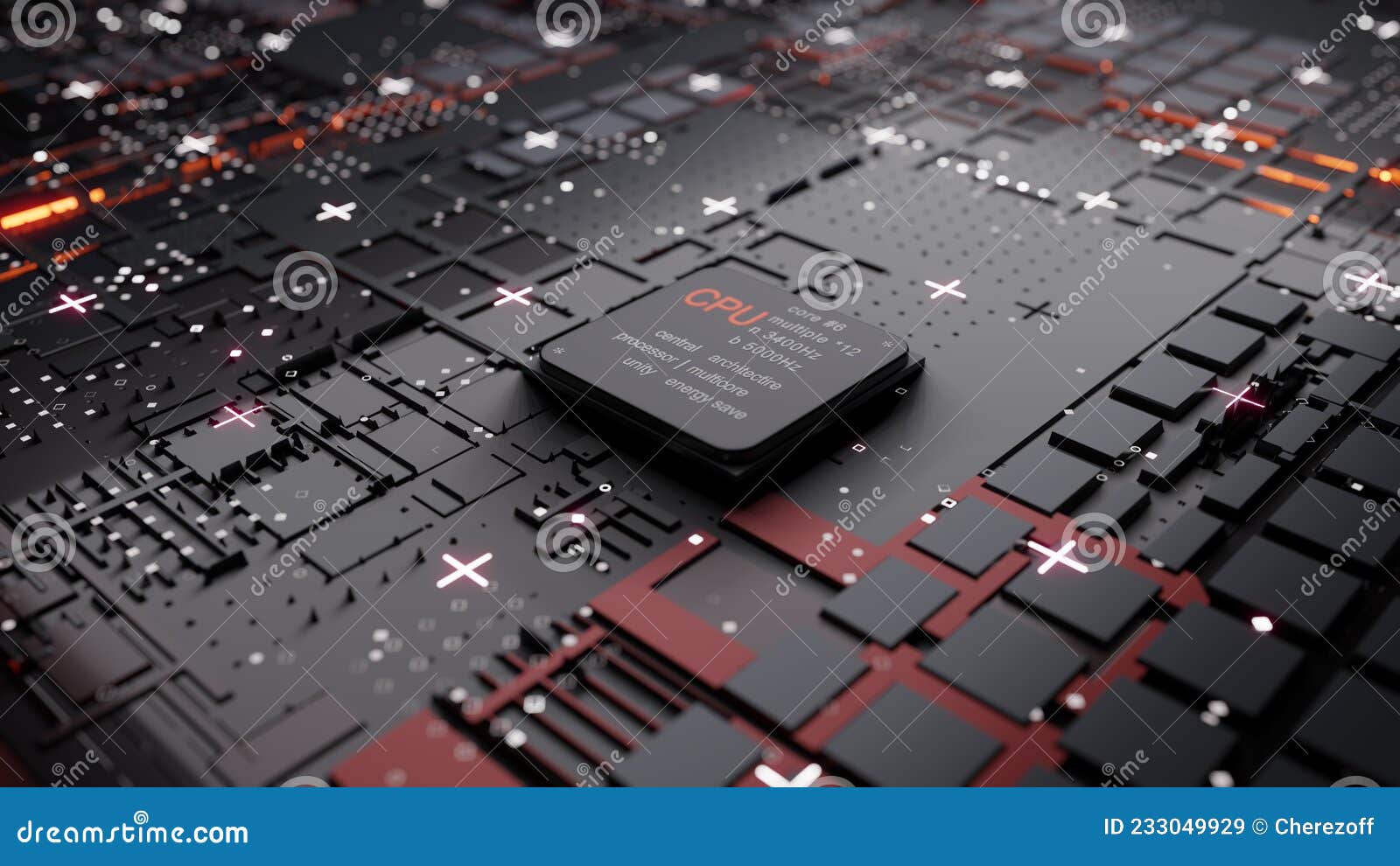 Processors CPU Concept. Animation. Motherboard Digital Chip. Abstract ...