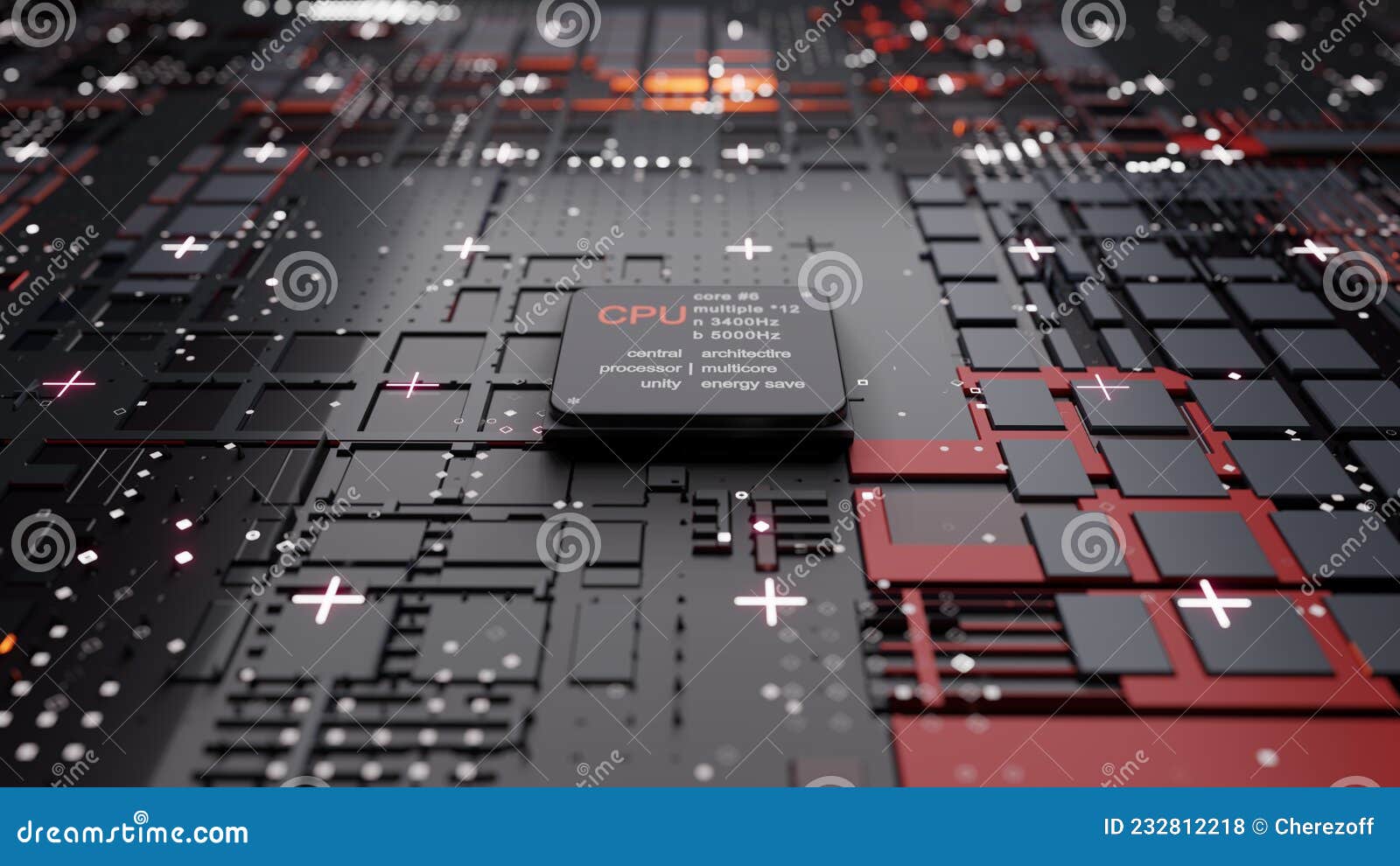 Processors CPU Concept. Animation. Motherboard Digital Chip. Abstract ...